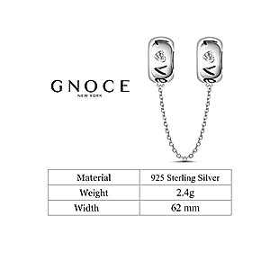 GNOCE "Love Safety Chain Charms 925 Sterling Silver Connection Chain Charms Engraved with Love Safety Chain Fit All Bracelet for Protect and Extend Your Bracelet
