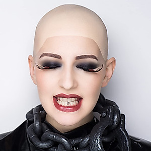 WXJ13 4 PCS Halloween Makeup Latex Bald Caps and 4 PCS Nylon Wig Caps for Halloween Party Adult Costume Accessory