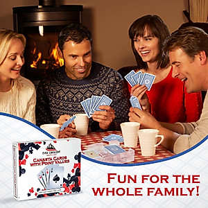 Ever Crescent Supplies Canasta Cards with Point Values, Tray and Score Pads Set. Includes 2 Deck of Cards, Revolving Holder, and 50 Scoring Sheets.