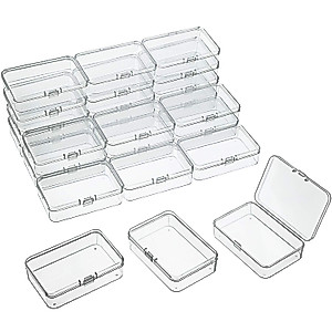 SATINIOR 24 Packs Small Clear Plastic Beads Storage Containers Box with Hinged Lid for Storage of Small Items, Crafts, Jewelry, Hardware (3.7 x 2.5 x 1 Inches)
