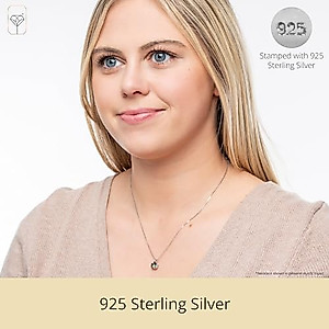 MAX + STONE 925 Sterling Silver 6mm Cushion Cut November Birthstone Citrine Solitaire Pendant Necklace for Women with 18 inch Box Chain