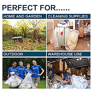55 Gallon Trash Bags - 50 Count - 38" x 58" Clear Plastic Garbage Bags, Coreless Plastic Garbage Bags Perfect for Commercial Waste Indoor and Outdoor Useor Recycling Bins