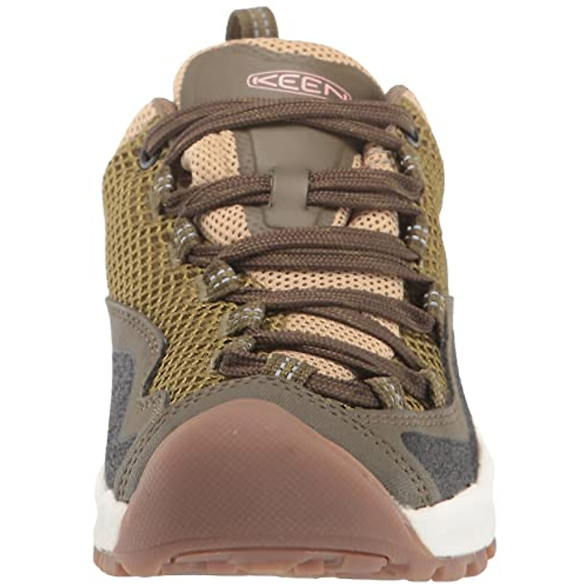 KEEN Women's Wasatch Crest Vent Breathable Hiking Sneakers, Olive Drab/Pink Icing, 7