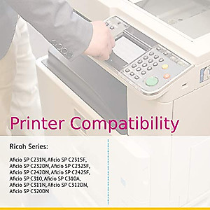 CS Compatible Toner Cartridge Replacement for Ricoh C231N 406476 Cyan Color Laser Aficio SP C231N Aficio SP C231SF Aficio SP C232DN Aficio SP C232SF Cyan