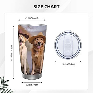 Golden Retriever Dogs Puppies 20oz Stainless Steel Tumbler With Lid And Straw, Double Wall Vacuum Insulated Coffee Mug Travel Cups Leak-Proof Lid For Hot And Cold Drinks, Metal Straws And Brush