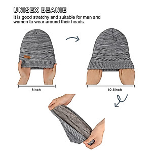 OMECHY Beanie for Men Women Winter Knit Warm Hat Stretch Plain Cuff Toboggan Cap Black