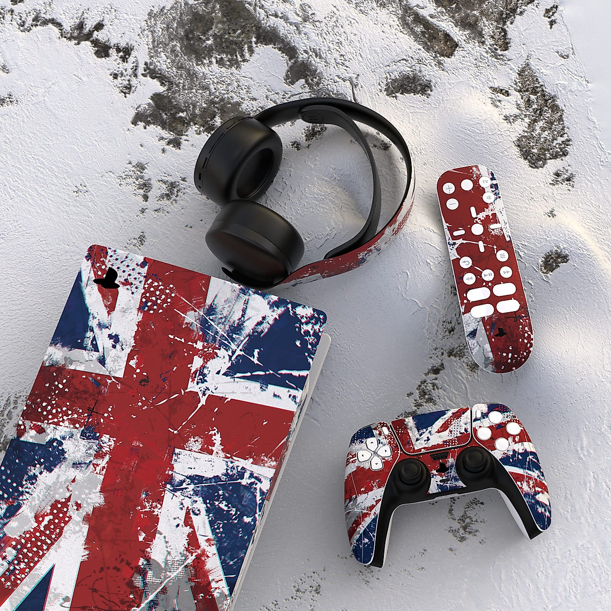 PlayVital Black Green Camouflage Full Set Skin Decal for PS5 Console Digital Edition, Sticker Vinyl Decal Cover for PS5 Controller & Charging Station & Headset & Media Remote