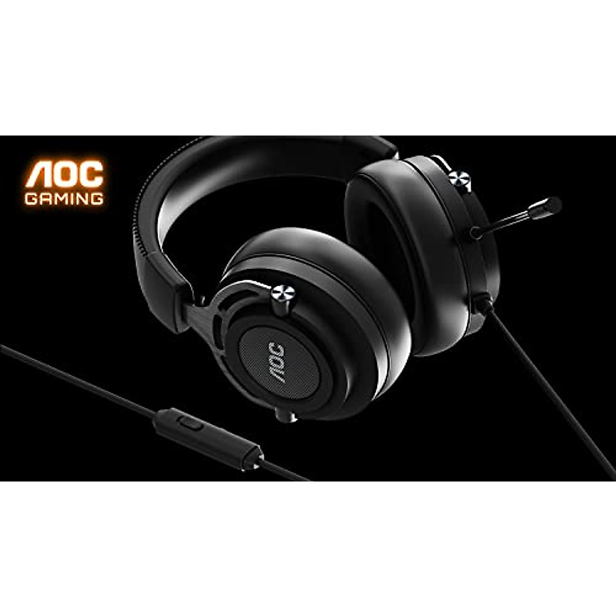 AOC Gaming GH200 Wired Gaming Headset with 2.0 Stereo Sound, Built-in Detachable Microphone, Premium Protein Leather, Integrated Control Panel and 3.5 mm Cable Connection