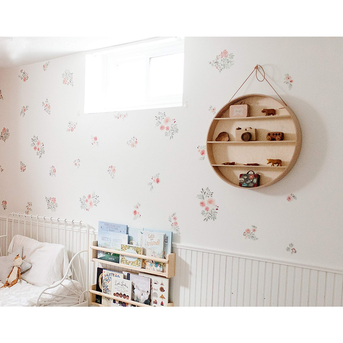 Modern Maxwell Wall Art Decals for Girls Nursery, Bedroom, Living Room “Blush” Watercolor Floral Room Sticker 80 Pieces