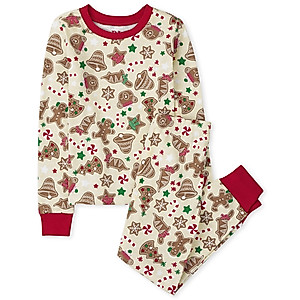 The Children's Place baby girls Family Matching Christmas Holiday Sets, Snug Fit 100% Cotton, Adult, Big Kid, Toddler, Pajama Set, Vanilla Gingerbread, 10 US