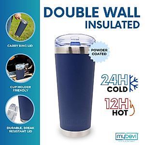 MyBevi Classic Premium Stainless Steel Tumbler with 12-Hour Temperature Control, Tritan Lid, and BPA-Free Construction | Navy Blue, 26 oz
