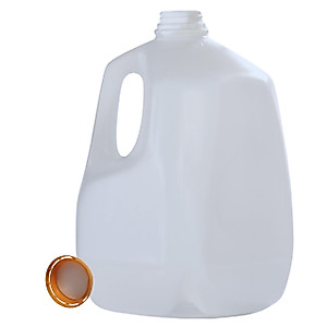 (8 PACK) 128 Oz Empty Plastic Gallon Juice Bottles with Tamper Evident ORANGE Caps - Smoothie Bottles - Ideal for Juices, Milk, Smoothies, Picnic's and Even Meal Prep - Made in USA