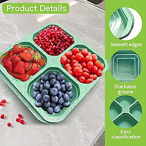 HNXAZG 4 Pack Snack Containers, 4 Compartment Bento Snack Box, Reusable Lunch Containers, Divided Food Storage Containers for Work Trips