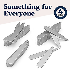 Collar Stays - Premium Metal Collar Stays for Men - 52-Piece Set in 4 Sizes for Crisp Dress Shirt Collars