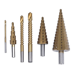 6Pcs HSS Coated Straight Flute Step Drill Bit Wear Resistance Double Cutting Blades Drill Set for DIY