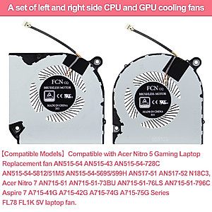 Upgraded New CPU+GPU Cooling Fan Compatible with Acer Nitro 5 Gaming Laptop AN515-54 AN515-43 AN517-51, Acer Nitro 7 AN715-51 AN715-51-76LS AN715-51-796C, Professional Tool kit