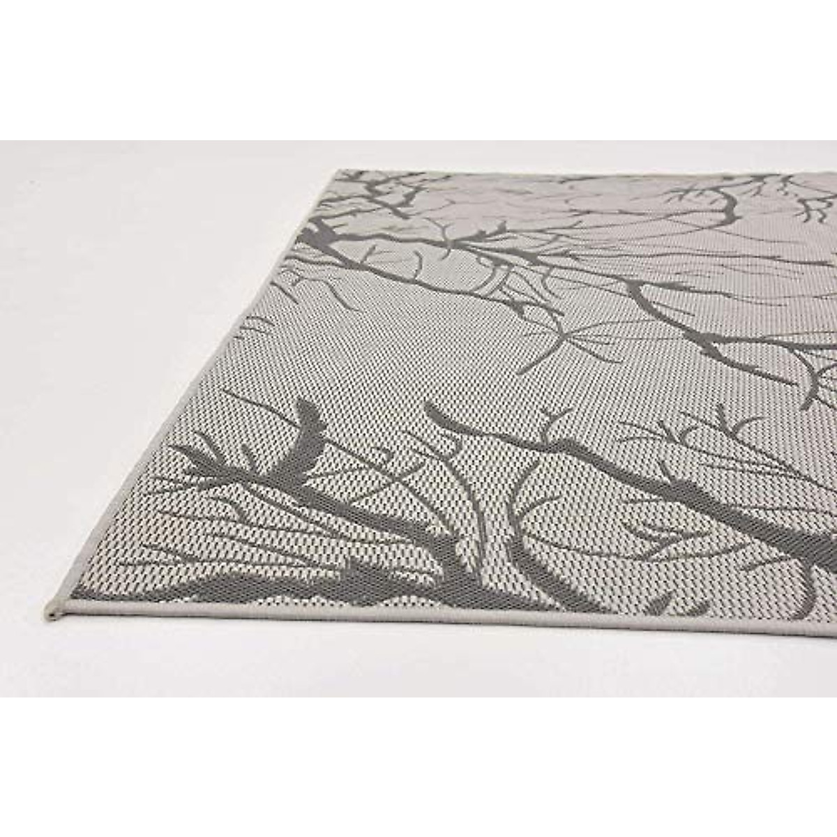 Unique Loom Outdoor Botanical Collection Area Rug - Branch (7' 1" x 10' Rectangle, Light Gray/ Gray)