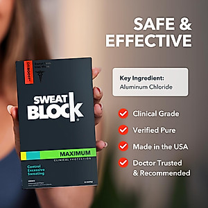 SweatBlock Antiperspirant Deodorant MAXIMUM CLINICAL STRENGTH System for Men & Women - Hyperhidrosis Aid for Excessive Sweating & Underarm Odor - 10 DRIBOOST Wipes + 1 Unisex Deodorant Stick (2.7oz)