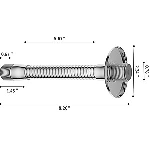 Adjustable Shower Head Extension Arm, Swivel Shower Arm Extension Water Outlet Lowers Existing Shower Head, Easy to Install & Durable 8 Inch Shower Pipe Extension with Flange for Bathroom