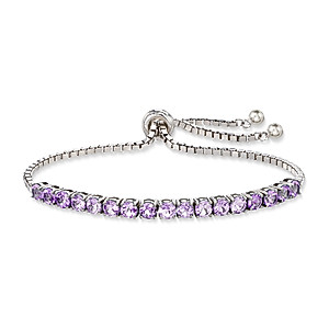 Ross-Simons 4.20 ct. t.w. Amethyst Bolo Bracelet in Sterling Silver