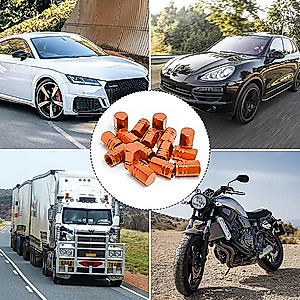 Fekey&JF 16 PCS Car Tire Valve Stem Caps, Waterproof Airtight Car Wheel Tire Valve Stem Covers Universal for Cars, Bicycles, Trucks, Motorcycles, Car Accessories for Men Women (Orange)