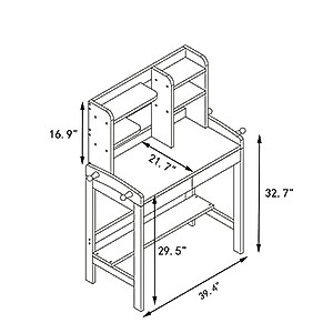 BALANBO Kids Desk with Drawer and Bookshelf Wooden Children’s Media Desk Student's Study Computer Workstation and Writing Table (White)