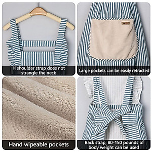 fvpxuus 2 Pack Kitchen Cooking Aprons Vest, Adjustable Bib Soft Chef Apron with 2 Pockets for Men Women The vest does not slip on the shoulders(Blue/Red Stripes)