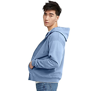 Hanes Mens Hoodie, Ecosmart Fleece Full-zip Zip-up Hooded Sweatshirt For Athletic-hoodies, Light Blue, Medium US