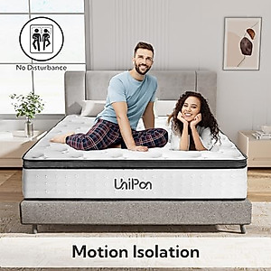 UniPon 10 Inch Hybrid Mattress Full, Spring Mattress with Gel Memory Foam, Medium Firm Mattress, Supportive Individually Pocket Spring Mattress, Bed in a Box, Pressure Relief