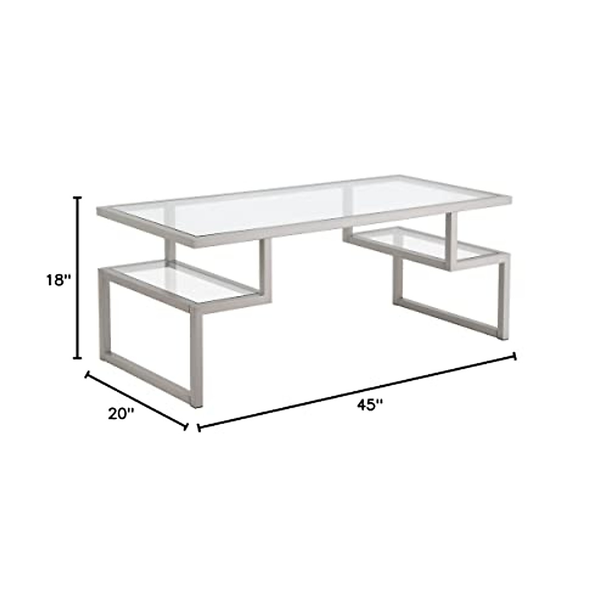 Zander 45'' Wide Rectangular Coffee Table in Nickel