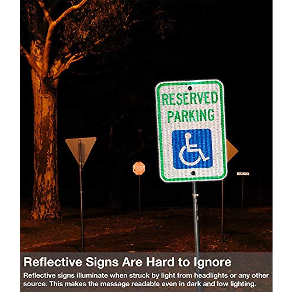 Reserved Parking Sign, Handicap Parking with Picture of Wheelchair Sign,18 x 12 Inches Engineer Grade Reflective Sheeting Rust Free Aluminum, Weather Resistant, Waterproof, Durable Ink