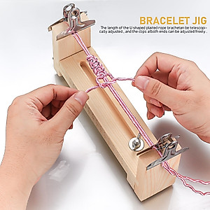 JOCAHULFX Wood Bracelet Maker Kit - U Shape Clear Scale Bracelet Jig with 2 Clamp, Paracord Jig DIY Hand Knitting Tool, Free Size Length