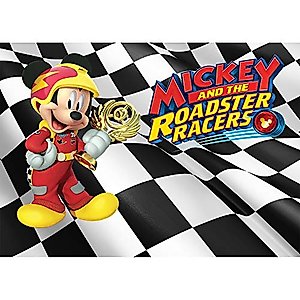 Mickey and the Roadster Racers Background for Photography 7x5ft Black and White Chequered Flag Race Car Themed Photography Backdrop