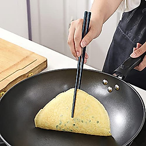 Chopsticks, YFWOOD 5 Pairs Fiberglass Chopsticks - Reusable Japanese Chinese Chopsticks Dishwasher Safe, Non-Slip,9.4 Inch- Black