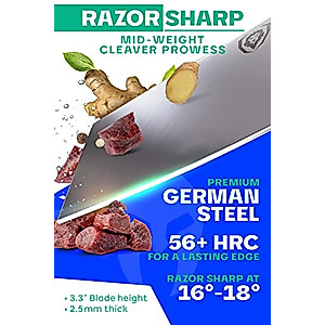 DALSTRONG Meat Cleaver Knife - 7 inch - Gladiator Series - Heavy Duty - Razor Sharp - Forged High Carbon German Steel Kitchen Knife - Black G10 Handle - Butcher, Bone - Sheath Included - NSF Certified