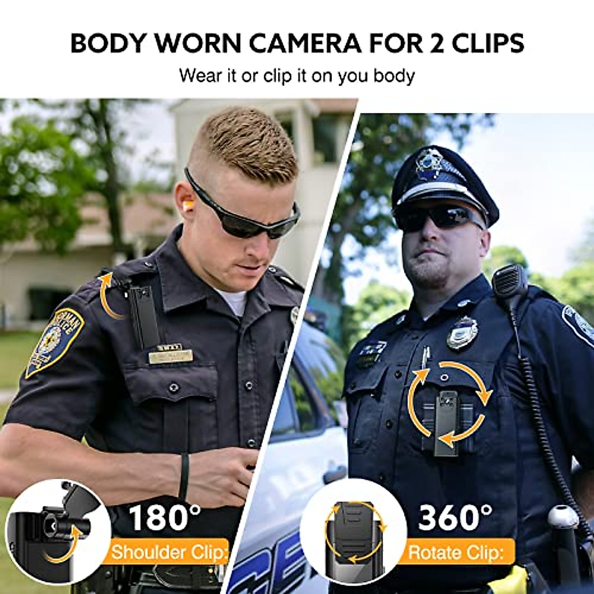 Losfom Z01 Body Camera with Audio, 1080P Mini Body Cameras with Infrared Night Vision, Police Body Cam with Upgrade Rotate Clip, Support 10HR Battery Life for Riding,Meeting, Indoor(with 64GB)