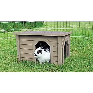 TRIXIE Natura Small Animal House, Rabbit Hideout, Playpen House, Shelter for Rabbits, Bunnies, Guinea Pigs, and Chinchillas, Gray-Green