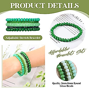Junkin 60 Pcs Bohemian Multi Layer Crystal Beaded Stacking Statement Bracelets for Women Stretchy Strand Crystal Bead Bracelets Versatile Slip on Stackable Shiny Bead Bracelets Pack