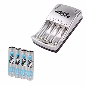 Ansmann PCIII UK Plug Battery Charger for AA/AAA Rechargeable Batteries & 4 x 800mAh AAA Rechargeable Batteries | Charges 2 or 4 Batteries in Pairs