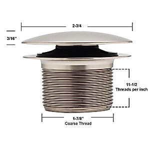 Westbrass D398RK-50-20 1-1/2" NPSM Coarse Thread Mushroom Tip-Toe Bathtub Drain Stopper with Illusionary Overflow Faceplate, Stainless Steel (50-Pack)