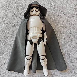 SSbeauty M 1/12 Scale Fabric Cape Cloak with Hat for 6" 1:12 SHF Figma Body Action Figure Clothes（no Figure (Gray Cloak)