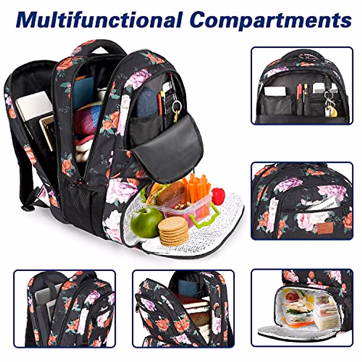 MATEIN Lunch Backpack for Women, Insulated Cooler Backpack with USB Charging Port, Water Resistant Lunch Box Backpack with Laptop Compartment Fits 17 Inch Computer Backpack Daypack for Picnic Travel