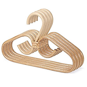 Orangepals Rattan Baby Hangers - Bamboo Clothes Hangers - Rattan Décor - Wooden Baby Hanger - Boho Nursery Décor - Set of 4