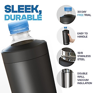 Frost Buddy Universal XL Can Cooler - Fits All - For 12, 16, 20, and 24 ounce Bottles - Insulated Double-Walled Stainless Steel (Black Wood)