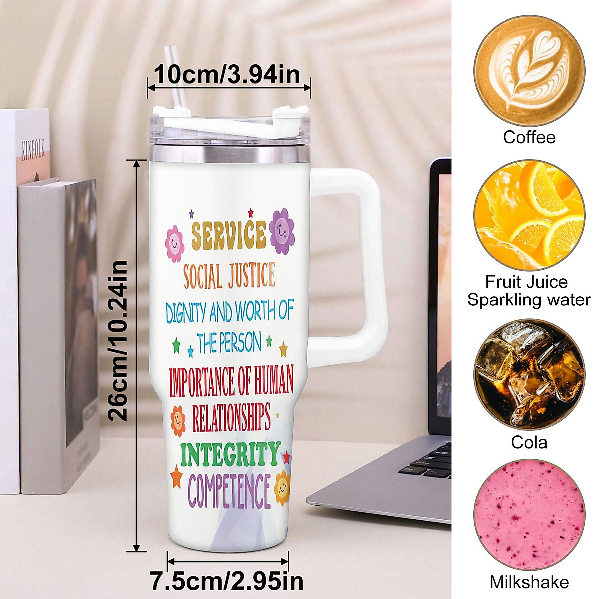 FOCIUZTA 40oz Tumbler with Lid, Insulated Cup, Travel Coffee Mug, Ideal Gift for Easter, Father’s Day, Mother’s Day, Birthday, Social Worker Design