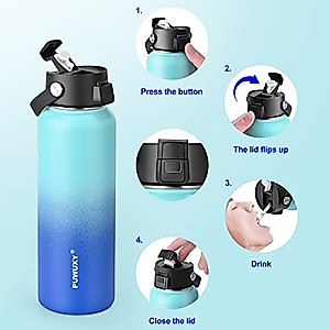 PUWUXY Auto Flip Lid for Hydro Flask Wide Mouth 12, 16, 18, 20, 24, 32, 40, 64oz, Splash Proof Coffee Lid Compatible with Simple Modern, Takeya, Iron Flask and More Top Water Bottle Brand - Black