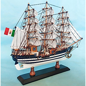 SAILINGSTORY Wooden Model Ship Amerigo Vespucci 1/300 Scale Replica Ship Model Sailboat Decor