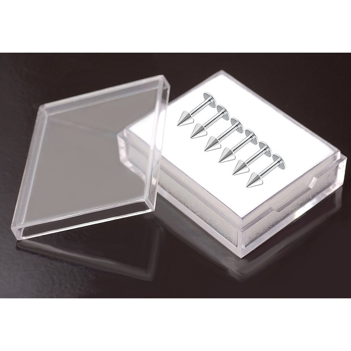 bodyjewellery 6pcs 16g Labret Lip Stud Monroe Cartilage Tragus Helix Earring Snake Bites Conch Medusa Spider Bites Piercing Spike - 6mm