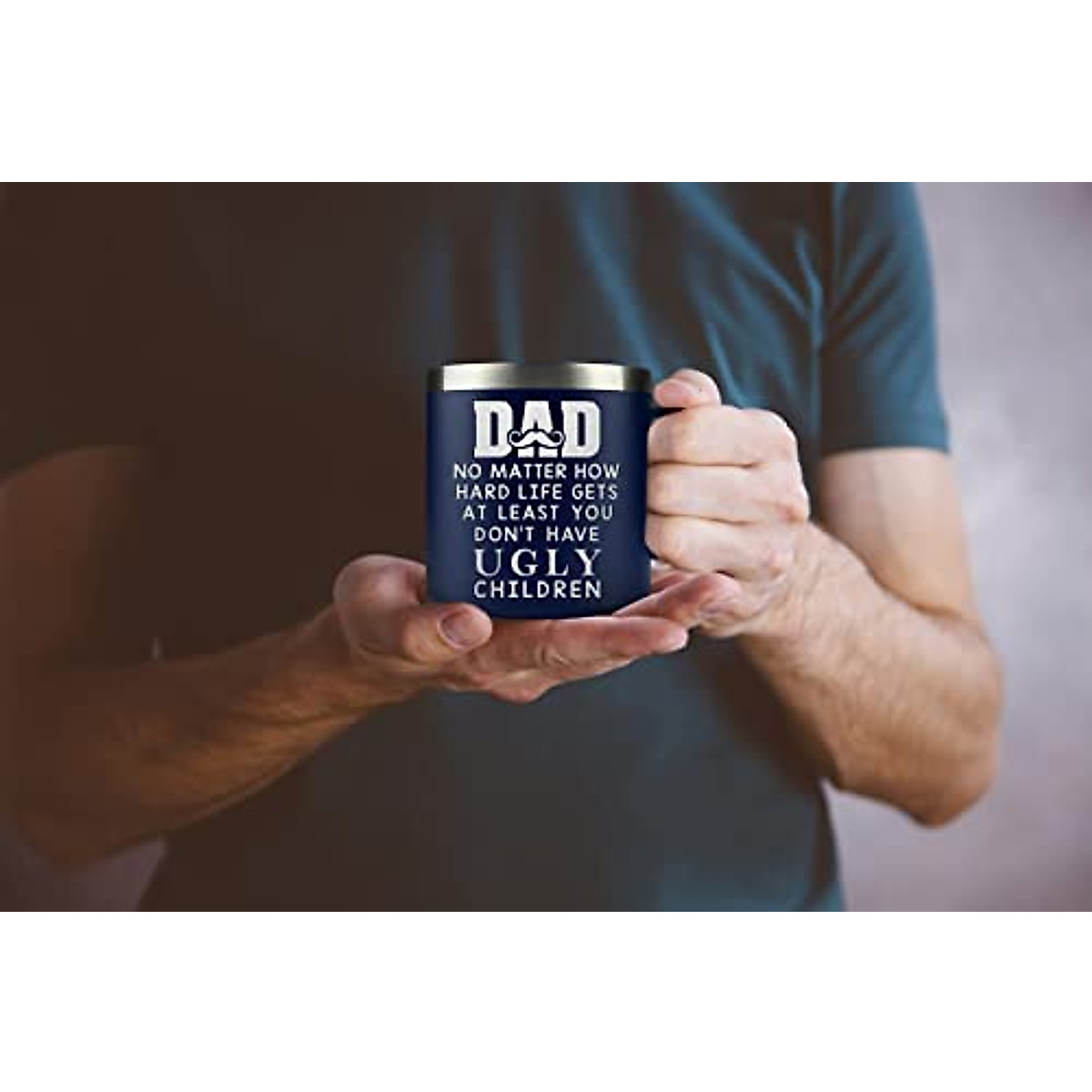 TEEZWONDER Gifts for Dad from Daughter Son, Laser Engraved Birthday Christmas Gifts for Dad, Best Papa, Grandpa for Fathers Day, Funny Insulated Coffee Mug 14oz