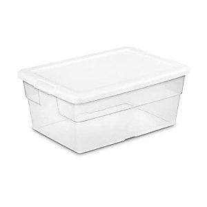 16448812 (QT) Storage Box Container, White Lids & Clear Base (S20)